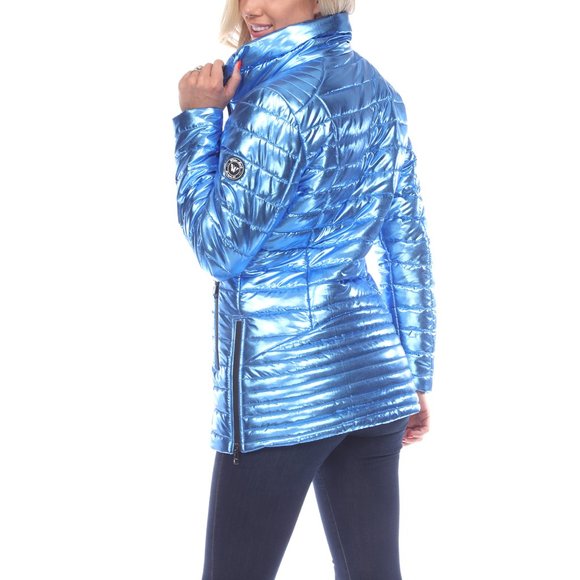 White Mark | Jackets & Coats | Blue Metallic Puffer Coat | Poshmark